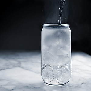 ULAXIM [ 4pcs ] Eco-friendly Glass Cups with Bamboo Lids and Straws 16oz, Iced Coffee Drinking Cups, Beer Can Glass Cup, Glass Tumbler for Cocktail, Whiskey, Soda, Tea, Water