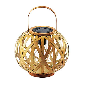 Bamboo Solar Lantern- Rattan Solar Lanterns Outdoor Hanging -Waterproof Led Solar Lantern Decorative for Yard Garden Weddings Parties Patio Events for Indoors/Outdoors Home Decoration,Gifts.