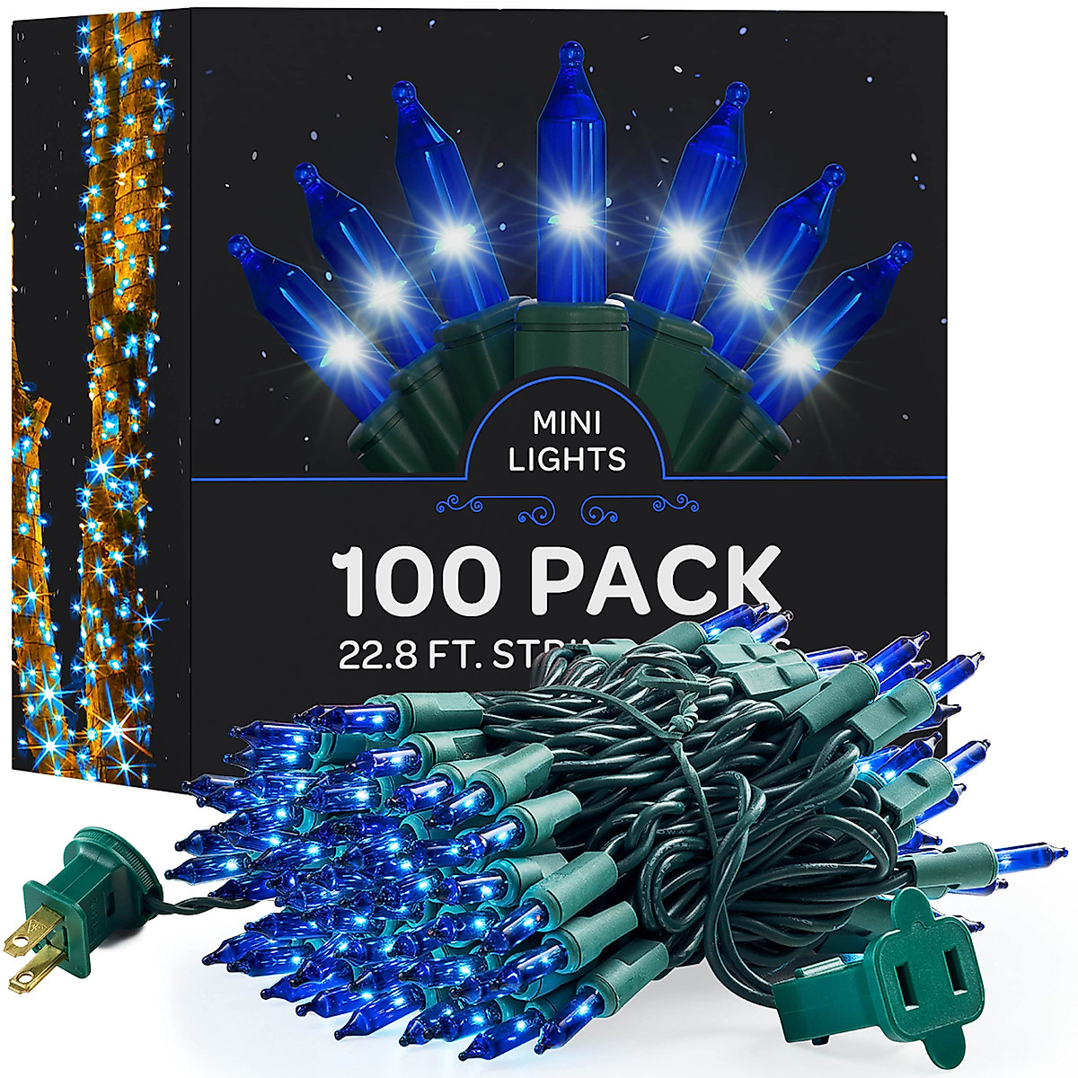 Christmas String Lights [100 Set] 25 Ft Blue Christmas String Lights, for Xmas Tree, Garland, Holiday, Party Décor –Mini Christmas Lights for Tree Weather-Resistant