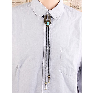 GelConnie Turquoise Bolo Tie Redeo Leather Necktie Peace Dove Vintage Rope Necklace Western Jewlry for Men, Women PL0020-gold