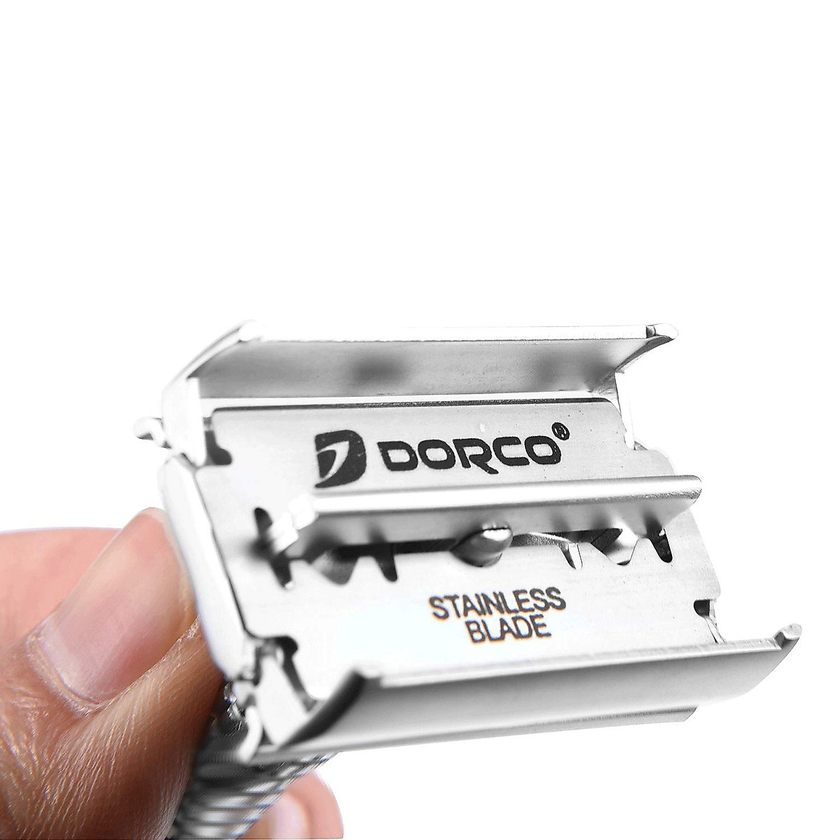 Krisp Beauty Long Handled Double Edge Safety Razor, Butterfly Open Men Women Shaving Razor with 5 Premium Double Edge Shave Blades