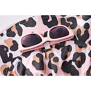 Mud Pie Baby Girls' Leopard Sun HAT and Glasses, 6-18 Months