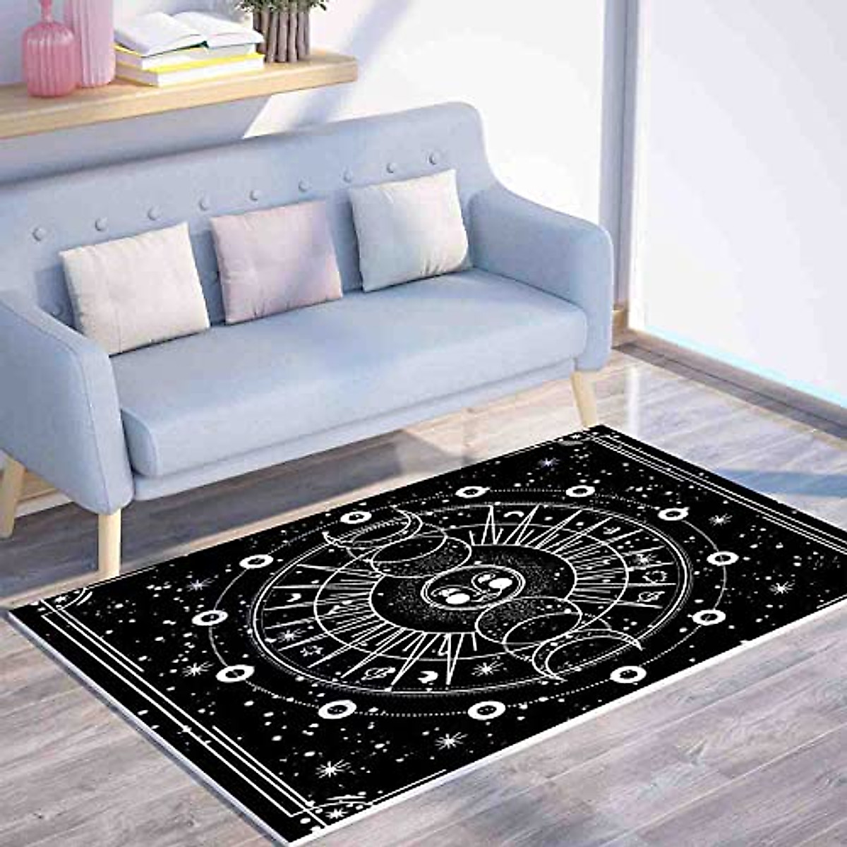 KRTGOOD Moon Phase Area Rug 3x5 Lunar Tarot Astrology Rugs for Bedroom Boho Celestial Mat