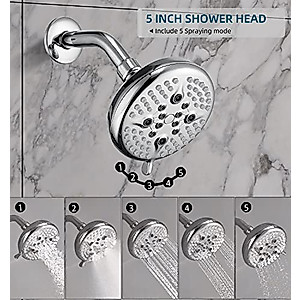 Shower System with Tub Spout, Bathroom Rain Mixer Shower Combo Set, Single Handle Shower Faucet with Valve, Chrome
