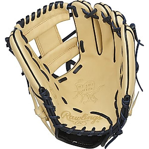 Rawlings | HEART OF THE HIDE Baseball Glove | CONTOUR - Youth Fit | Advanced Break-In | 11.5" | Pro I Web | Right Hand Throw | Camel/Navy