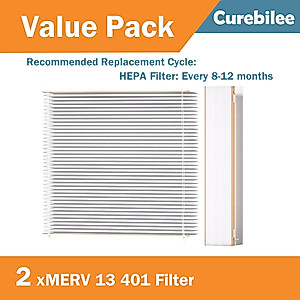 2400 Replacement Filter 401 MERV 13 Compatible with AprilAire 2400, Space-Gard 2400 Whole-House Air Cleaner Purifiers - 16x25x6 MERV 13 Air Filter, Pack of 2