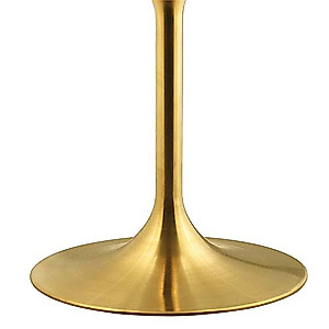 Hawthorne Collections Mid-Century 40" Round Faux Marble Top Pedestal Dining Table in Gold