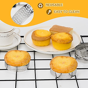 Katisun 5 Pack 3.15 Inch Round Tart Rings Stainless Steel Tart Pastry Rings with Hole cake mold ring for Baking Perforated Circle Tartlet 3 inch