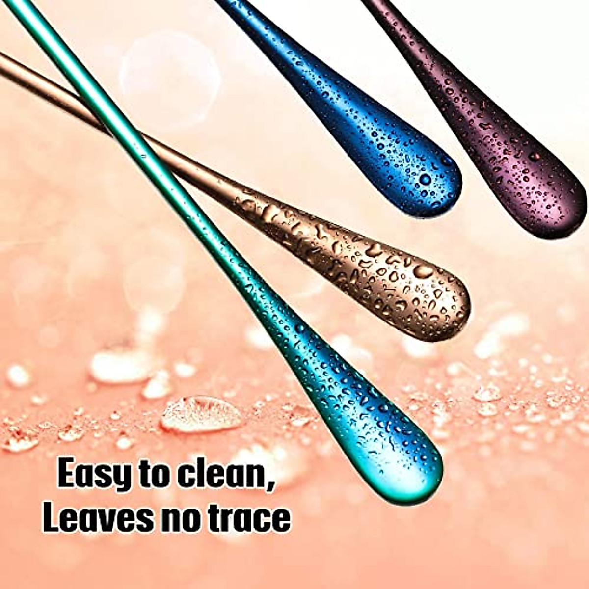 8 Pieces Long Handle Tea Spoon Stainless Steel Coffee Mixing Spoons Teaspoon for Mixing, Cocktail Stirring, Coffee, Milkshake, Cold Drink, 7.48 Inch (Round Style)