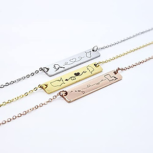 - Long distance necklace Arrow Bar Pendant Necklace Personalized gift 18K Gold/White/Rose Gold Plated Stainless Steel, Delicate Engraved Travel Moving Away Graduation gifts