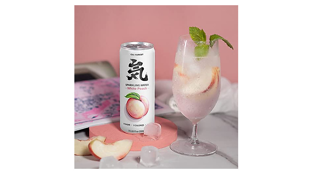 GENKI FOREST White Peach Sparkling Water – Zero Calorie, Extra Fizz
