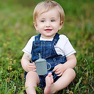 AiHeart Training Cup 5oz Sippy Cup Kids Silicone Toddler Cup Baby Silicone Cup with Silicone Handle、Leak-proof Lid and Silicone Straws BPA-free/For Infants and Kids(Yellow、Blue)