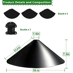 Fandature 19 Inch PP Squirrel Proof Baffle for Protecting Outside Pole Bird Feeders and Bird Houses, Pole Mount Raccoon and Squirrel Guard Stopper for Shepherd Hooks - Black, 1 Pack