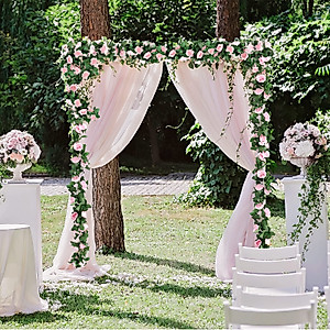 COCOBOO 2 Pack(16ft) Pink Rose Garland Artificial Flowers Garlands for Room Décor, Pink Flower Vines for Wedding Party Garden Decoration Roses Artificial Garland for Bedroom Aesthetic (Pink)