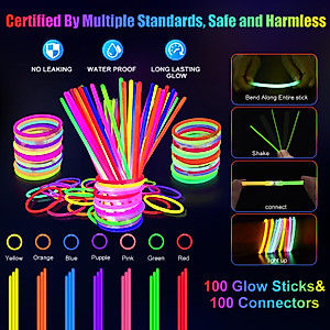 SHQDD158 PCS Glow in the Dark Party Supplies,14PCS LED Glasses, 30LED Finger Lights, 14LED Light Hairs and 100PCS Glow Sticks Bracelets, New year Party Favors for New Year, Wedding, Concert,Neon Party