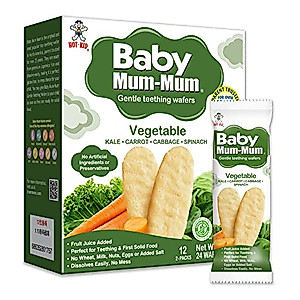 Baby Mum-Mum Rice Rusks, Vegetable, 24 Pieces (Pack of 6) Gluten Free, Allergen Free, Non-GMO, Rice Teether Cookie for Teething Infants