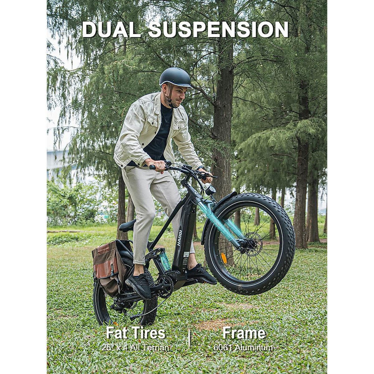 HAOQI Cheetah Electric Bike for Adults Peak 1000W UL 2849 Certified 48V 16AH/25Ah Battery Adult Electric Bicycles 26”*4”Fat Tire Full Suspension 28MPH Mountain Ebike 7 Speed Max 85 Miles Range