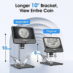 10 Inch Digital Microscope Stand OBR01, Universal Adjustable Base Stand Holder Desktop Support Bracket for Max 1.38" Diameter, Opqpq Aluminum Alloy Microscope Magnifier Loupe Bracket