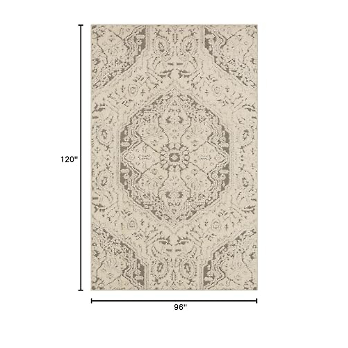 Mohawk Home Francesca Ornamental Medallion Light Gray 8' x 10' Shag Area Rug Perfect for Living Room, Dining Room, Office