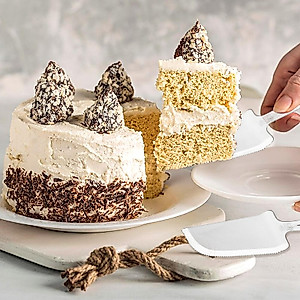 Aemygo 100 Pieces Disposable Plastic Cake Cutter, Disposable Clear Cake Cutter and Server, Plastic Cake Serving Knife Dessert Server Cutter Utensils for Pie Tart Pizza Pastry Kitchen Wedding Bakery