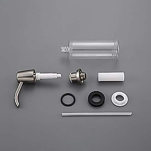 GORDEE Built in Sink Soap/Lotion Dispenser for Kitchen Sink, Engineering Grade ABS Pump Head, Refill from The Top, Countertop with 11.8 OZ(350ML) PET Liquid Soap Bottle, Brushed Nickel