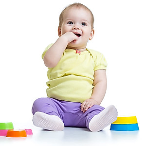 Tenpluszero 16 Pairs Non Skid Toddler Socks Anti Slip Baby Ankle Socks with Grips for Toddler Baby Boys Girls (16Pairs - Mixed Color A, 12-36 Months)