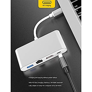 WJCCY Type-C to HDMI-Compatible Four in One Converter Network Card Hub Docking Station HDMI-Compatible/USB Splitter 3.0 Hub