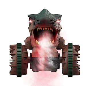 BEZGAR Remote Control Dinosaur Car, Dinosaur Monster Trucks for Boys Age 4-7,2.4Ghz Amphibious Remote Control Car with Light & Spray Function,Waterproof Dinosaur Outside Toys for Kids Ages 8-12