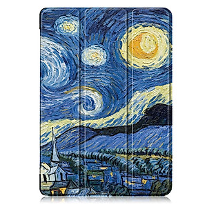 UUcovers for Apple iPad 10.2" (9th/8th/7th Generation) Case 2021/2020/2019, Smart Cover with Pencil Holder [Auto Wake/Sleep] PU Leather Stand Folio Tri-fold Shockproof Shell, Van Gogh Starry Night