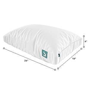 Sleepgram Bed Support Adjustable Hypoallergenic Cool Sleeping Loft Soft Pillow with Removeable Microfiber Cover, Queen Size, White