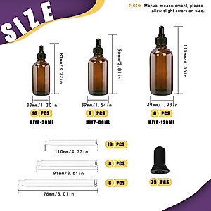 Swpeet 24Pcs 1 oz 2 oz 4 oz Amber Glass Bottles with Black Glass Dropper Assortment Kit, Eye Dropper Bottle Glass Dropper Bottle for Essential Oils, Liquids, Perfume, Leak Proof Travel