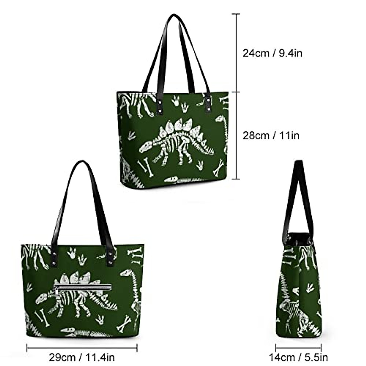 Womens Handbag Dinosaurs Skeleton Leather Tote Bag Top Handle Satchel Bags For Lady