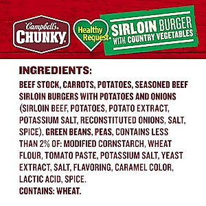 Campbell’s Chunky Healthy Request Soup, Sirloin Burger with Country Vegetable Beef Soup, 18.8 oz Can