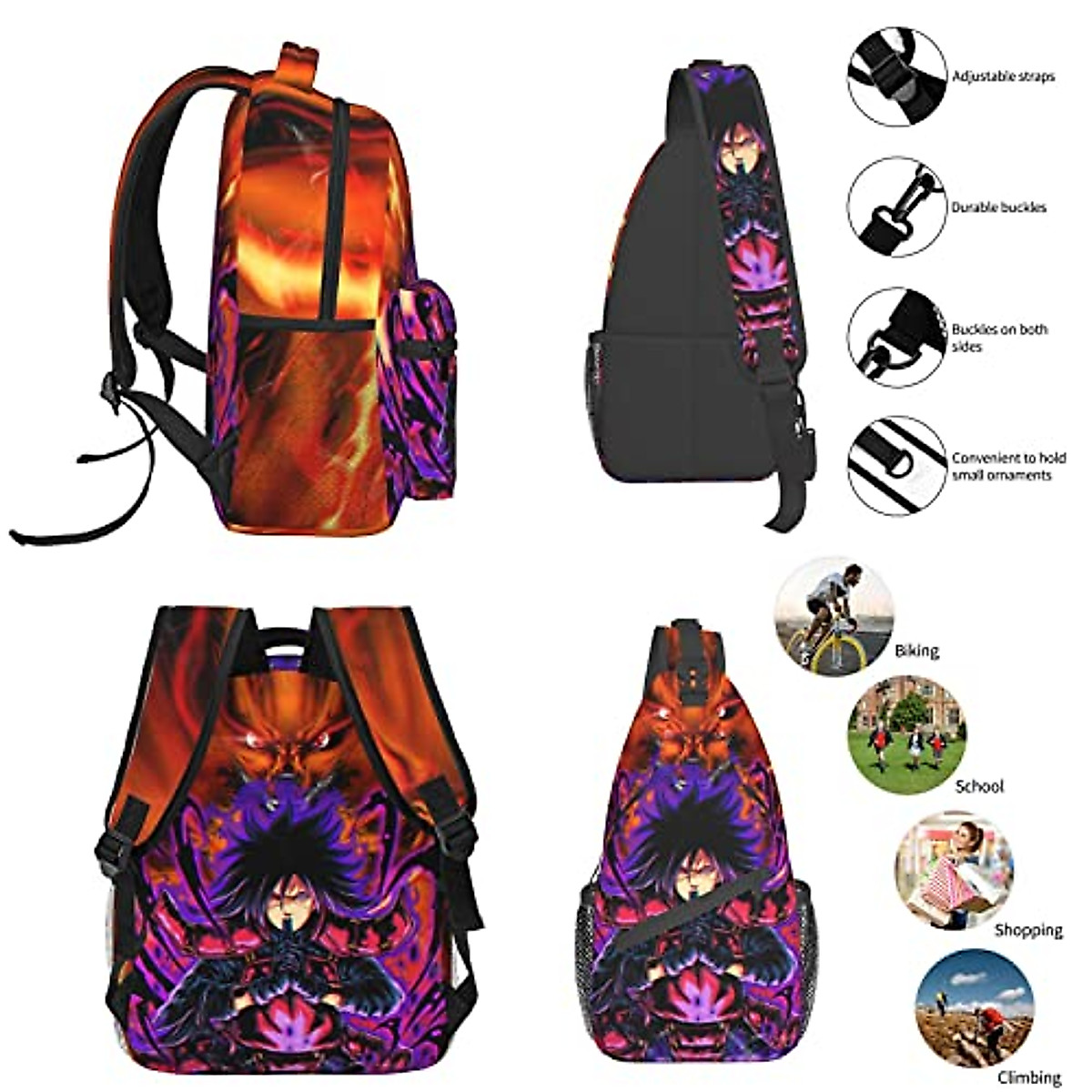 Lomaiwei Anime Backpack 3D Printed Shoulder Bag Set Cartoon Casual Backpack Messenger Backpack Unisex
