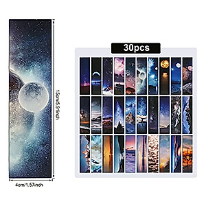 MWOOT 30 Star Sunset Paper Bookmark, Starry Galaxy Universe Page Clip Paper Bookmark Set, Creative Stars Embellished Paper Bookmarks Gifts for Book Friends as Reading Markers (15 x 4 cm, 30 Styles)