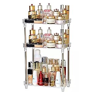 Fullplus Countertop Organizer Bathroom Multi-Functional Acrylic Vanity Tray Corner Shelf for Makeup Cosmetic