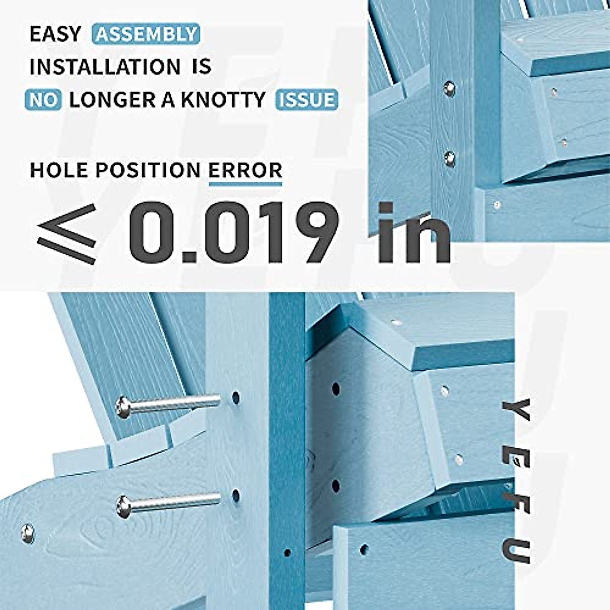 Adirondack Chairs Set of 2 Plastic Weather Resistant, Outdoor Chairs 5 Steps Easy Installation, Like Real Wood, Widely Used in Outdoor, Patio, Fire Pit, Deck, Outside, Garden, Campfire Chairs (Blue)