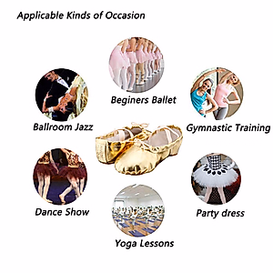 MSMAX Adult Lyrical Ballet Dance Shoes Women Yoga Flat Gold Costume Slippers for Men 9 M US Women