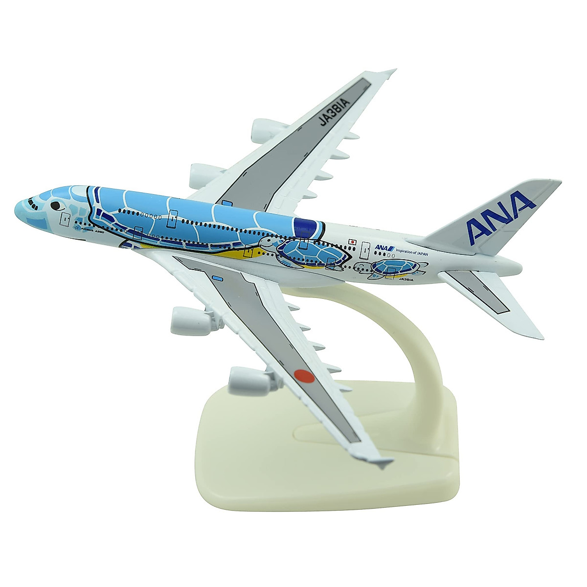 TANG DYNASTY(TM) 1:500 15cm A380 ANA Sea Turtle Metal Airplane Model Plane Toy Plane Model (Blue)