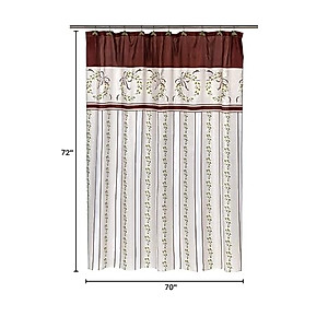 Carnation Home Fashions Christmas Shower Curtain 3 Pack - 1 Each Victorian Christmas Wreath Stripe, Poinsettia Xmas Stripe, Santa Claus Stripe - Set 3 Fabric Xmas Shower Curtains Jolly Santa