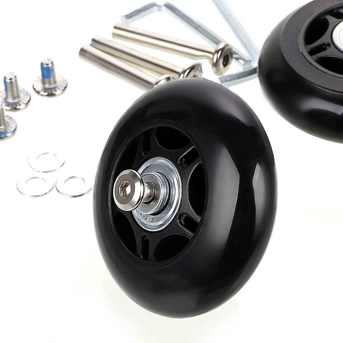 OwnMy 70mm x 24mm Luggage Suitcase Replacement Wheels, Rubber Swivel Caster Wheels Bearings Repair Kits, A Set of 2