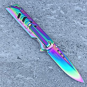 Falcon KS4621 8.5" Multicolor Folding Pocket Knives with 2.5" in Clip Point Blade for Outdoor,Tactical, Survival and EDC