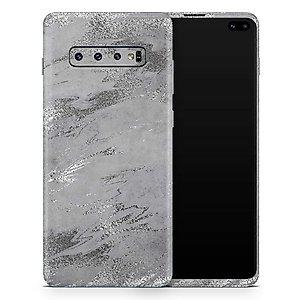 DesignSkinz Dark Silver Marble Swirl V9 Protective Vinyl Decal Wrap Skin Cover Compatible with The Samsung Galaxy S20 (Screen Trim & Back Glass Skin)