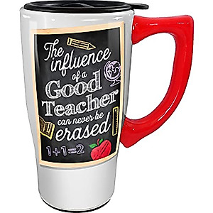 Spoontiques - Teacher Ceramic Travel Mug - Coffee Cup for Coffee, Tea, Hot Chocolate, and Holiday Gifts, 18 oz