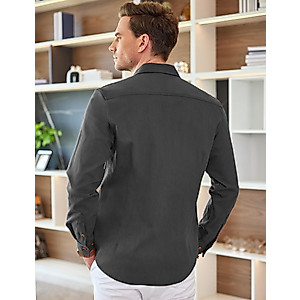 COOFANDY Men Long Sleeve Button Down Shirts Denim Cowboy Shirt for Men Western Style