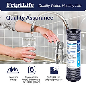 FrigiLife 1 Micron 10" x 2.5" Whole House CTO Carbon Sedimen Water Filter Compatible DuPont WFPFC8002, WFPFC9001, SCWH-5, WHCF-WHWC, FXWTC, RO Unit for Under Sink & Countertop Filtration System,3Pack