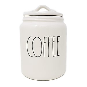 Rae Dunn By Magenta COFFEE Ceramic LL Medium 8 x 5 Canister (White)