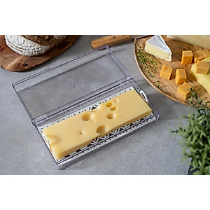 Pikanty American Sliced Cheese Holder | Airtight Storage Container for Fridge | Hinged Lid | Dishwasher Safe | Holds 24 Slices | Made in USA