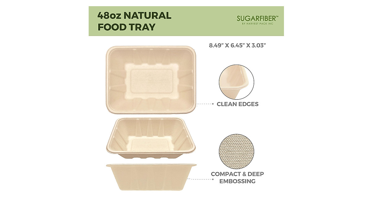 Harvest Pack: 48oz Compostable Food Trays - 400 Count