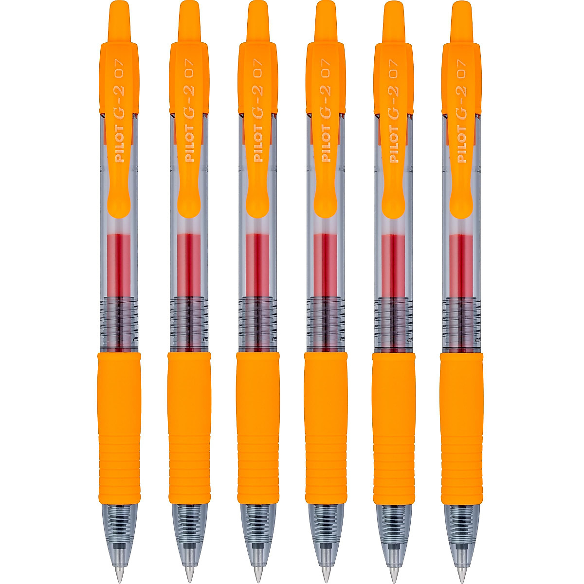 PILOT G2 Premium Refillable & Retractable Rolling Ball Gel Pens, 0.7mm Fine Point, Orange, 6-Pack